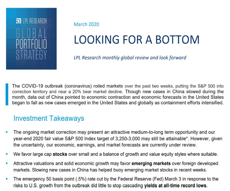Global Portfolio Strategy | March 10, 2020 - Romero Wealth Management