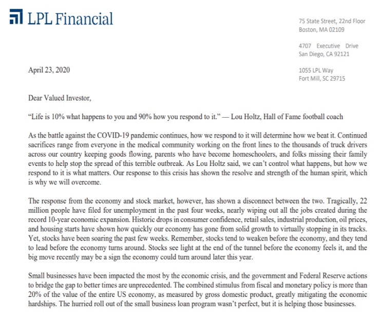 Client Letter | How We Respond Matters, Revised | April 23, 2020 ...