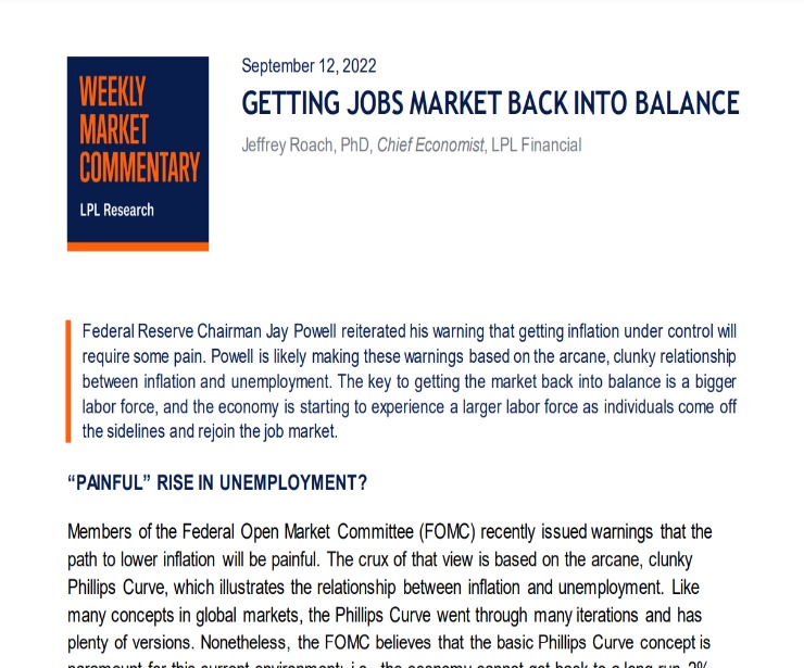 Getting Jobs Market Back into Balance | Weekly Market Commentary ...